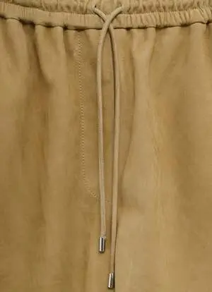 Loewe Drawstring Leather Shorts - Nude