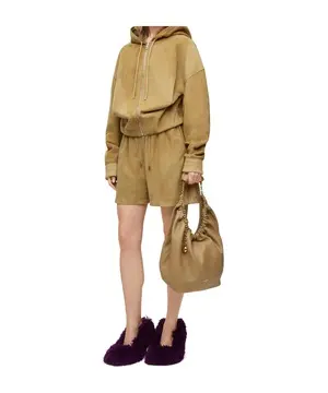 Loewe Drawstring Leather Shorts - Nude
