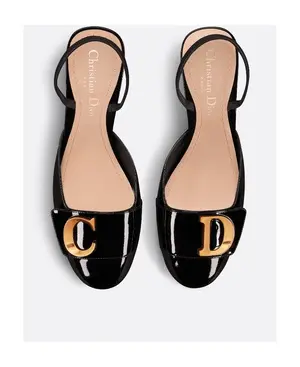 Dior Patent Leather C & D Logo Slingback Pumps