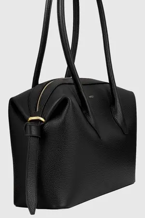 Yuzefi Brioche Duffle Pebble Grained Leather Bag - Black