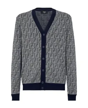 Fendi Monogrammed Buttoned Cardigan - Blue