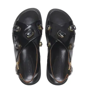 Marni Embellished Crisscross Sandals - Black