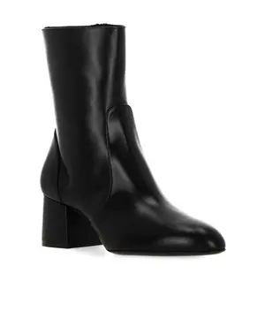 STUART WEITZMAN Round Toe Block Heel Ankle Boots - Black