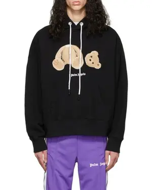 Palm Angels Bear-motif Hoodie - Black