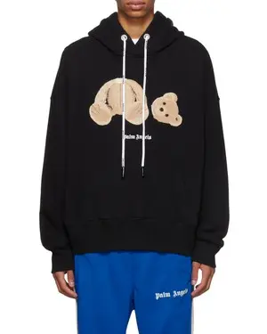 Palm Angels Bear-motif Hoodie - Black