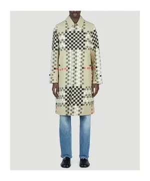Burberry Pixel Check-print Single-breasted Coat