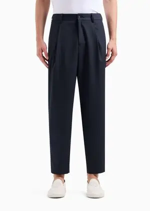 Giorgio Armani Tapered Leg Cropped Trousers - Black