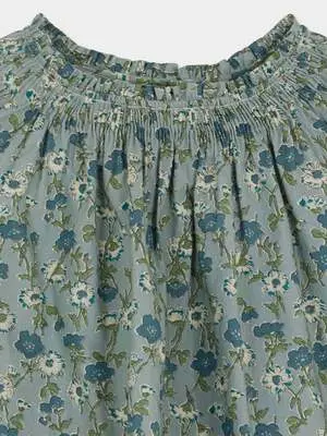 Bonpoint Blandine Smocked Gathered Blouse - Gray