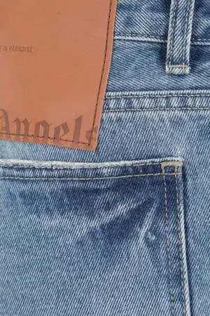 Palm Angels Logo Patch Straight-leg Jeans - Gray