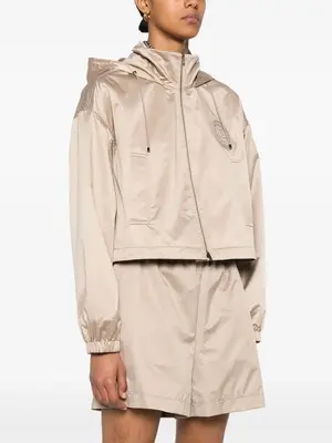Fendi Cropped Drawstring Hooded Jacket