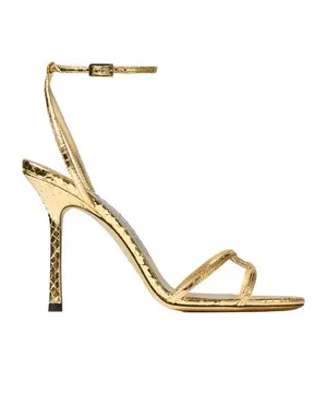 JIMMY CHOO Leo 100 Wrap Sandals - Golden
