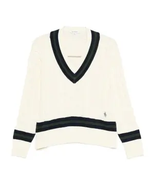 SPORTY  RICH Sporty & Rich V-neck Striped Knitwear