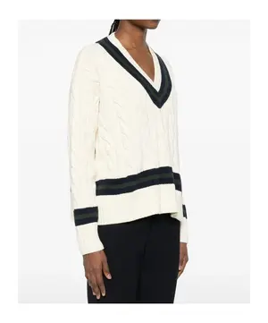 SPORTY  RICH Sporty & Rich V-neck Striped Knitwear
