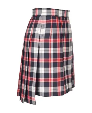 Thom Browne Checkered Pleated Mini Skirt With Striped Accents