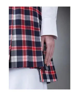 Thom Browne Checkered Pleated Mini Skirt With Striped Accents