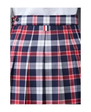Thom Browne Checkered Pleated Mini Skirt With Striped Accents
