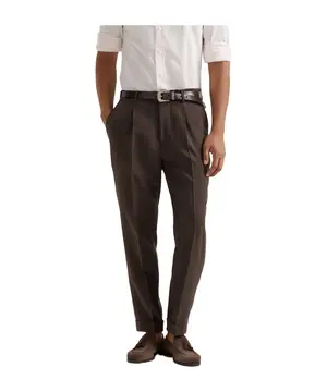 Brunello Cucinelli Pleated Tailored Trousers - Brown