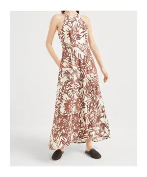 Brunello Cucinelli Herbarium Printed Sleeveless Maxi Dress