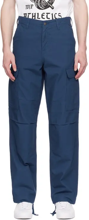 Carhartt Work In Progress Logo Casual Pants - Blue