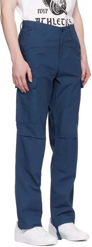 Carhartt Work In Progress Logo Casual Pants - Blue