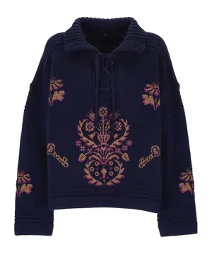 Etro Drawstring High-neck Jumper With Graphic Print - Black