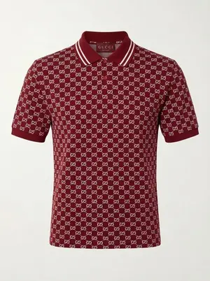 Gucci Gg Cotton Piquet Jacquard Polo Shirt - Red