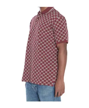 Gucci Gg Jacquard Short-sleeved Polo Shirt - Red