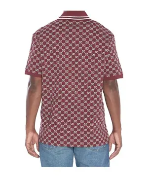 Gucci Gg Jacquard Short-sleeved Polo Shirt - Red