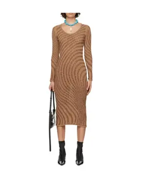 Acne Studios Ribbed Knit Pattern Dress