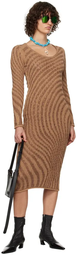 Acne Studios Ribbed Knit Pattern Dress