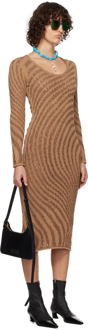Acne Studios Ribbed Knit Pattern Dress