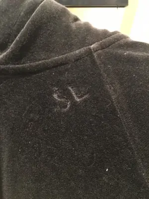 Saint Laurent Distressed Velvet Drawstring Hoodie