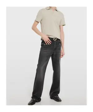 Gucci Cotton Denim Pants With Horsebit Detail