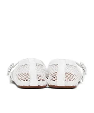 Alaïa Mesh Ballet Flats With Buckle Strap - White