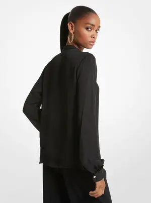 Michael Kors Pleated Ruffle Buttoned Shirt