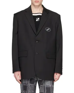 We11Done Logo-patch Long Sleeved Oversized Blazer