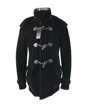 Emporio Armani Logo Duffle Coat - Black