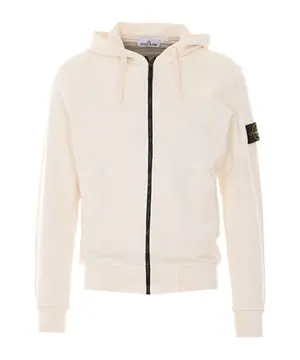 Stone Island Zip-up Drawstring Hoodie - Ivory