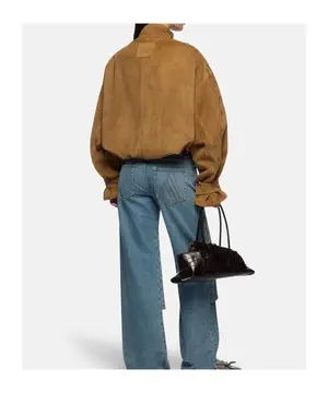 Attico Stand-up Collar Suede Jacket - Sand