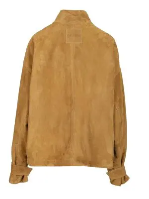 Attico Stand-up Collar Suede Jacket - Sandy