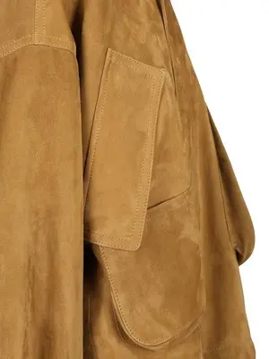 Attico Stand-up Collar Suede Jacket - Sandy