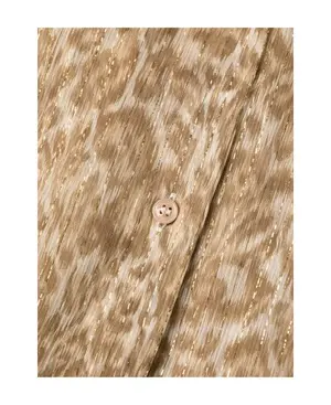 Ermanno Scervino Sheer Silk Leopard Print Midi Shirt Dress - Nude