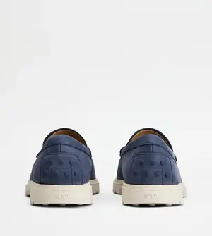 TOD'S Leather Loafers With Penny Bar And Embossed Rubber Pebbles - Blue