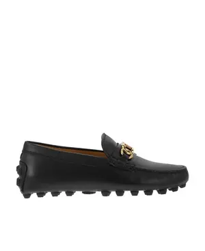 TOD'S Logo Plaque Slip-on Loafers - Black