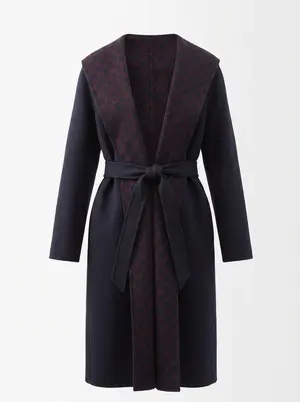 Gucci Reversible Wool Silk Hooded Coat - Black
