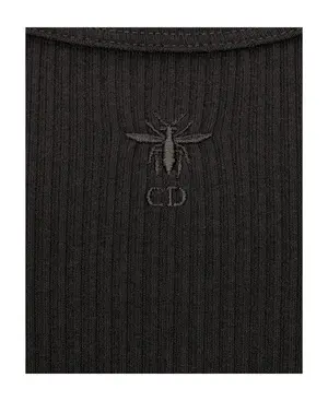 Dior Ribbed Cotton Jersey Tank Top With Bee Logo And Signature