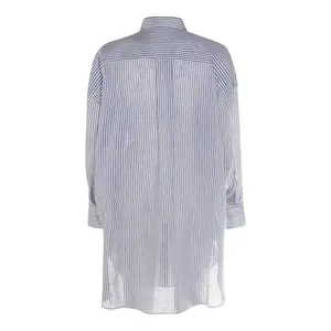 Brunello Cucinelli Monili-trim Striped Long Shirt