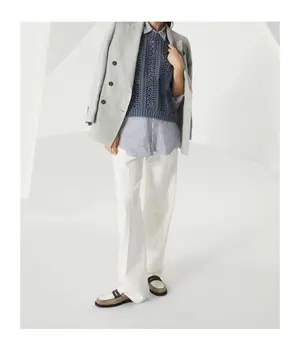 Brunello Cucinelli Monili-trim Striped Long Shirt