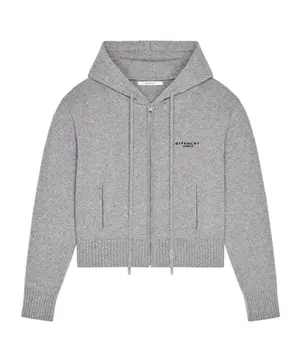 Givenchy Zipped Wool And Cashmere Hoodie - Light Grey