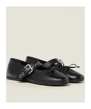 Miu Miu Buckled Ballerina Flats - Black